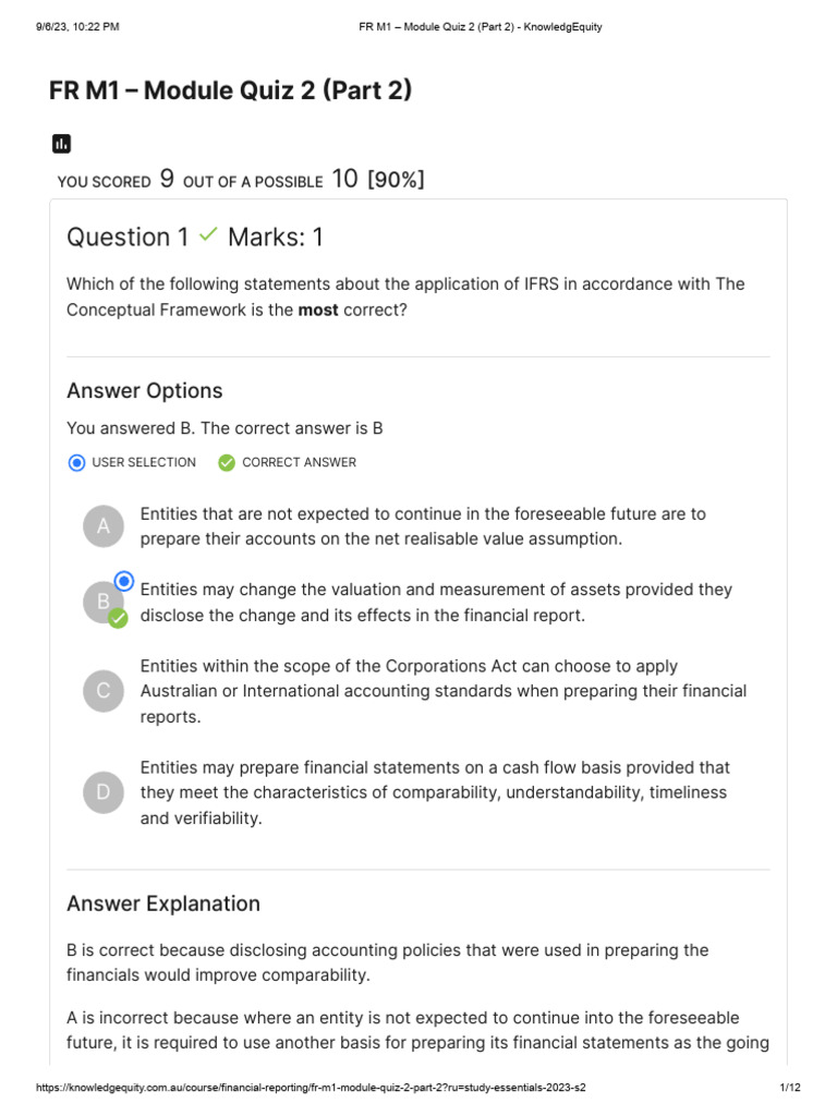 FR M1 - Module Quiz 2 (Part 2) - KnowledgEquity | PDF