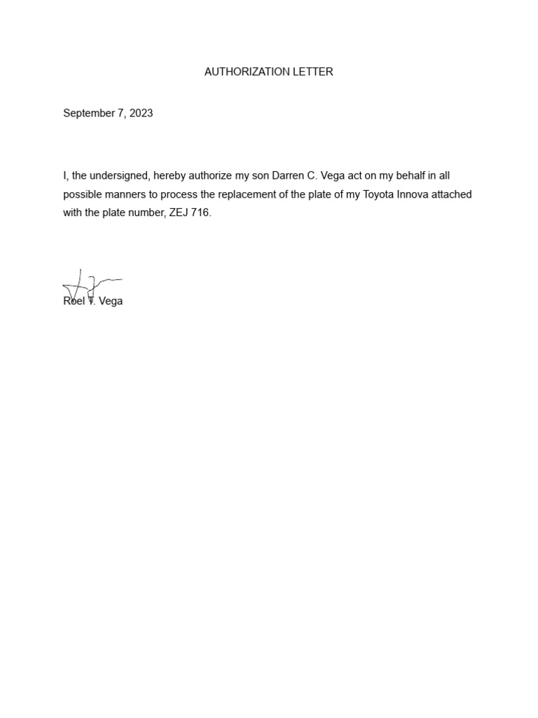 AUTHORIZATION LETTER Sss | PDF