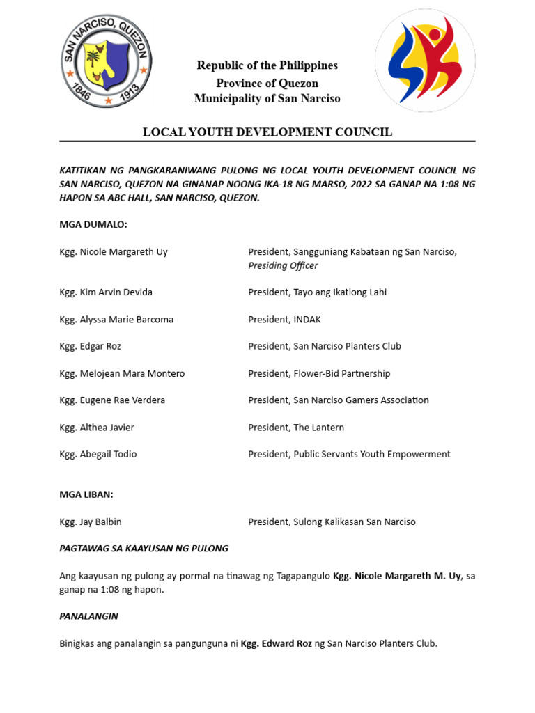 LYDC Minutes Q1 | PDF