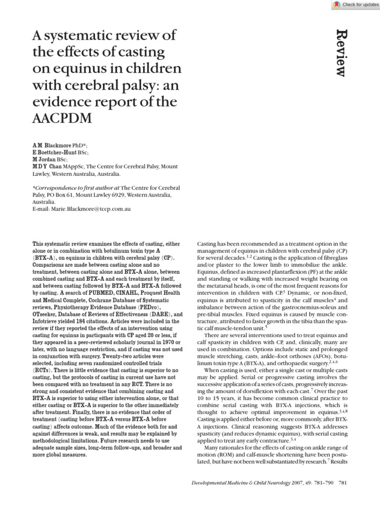 2007 - Blackmore - SR Effects of Casting On Equinus | PDF