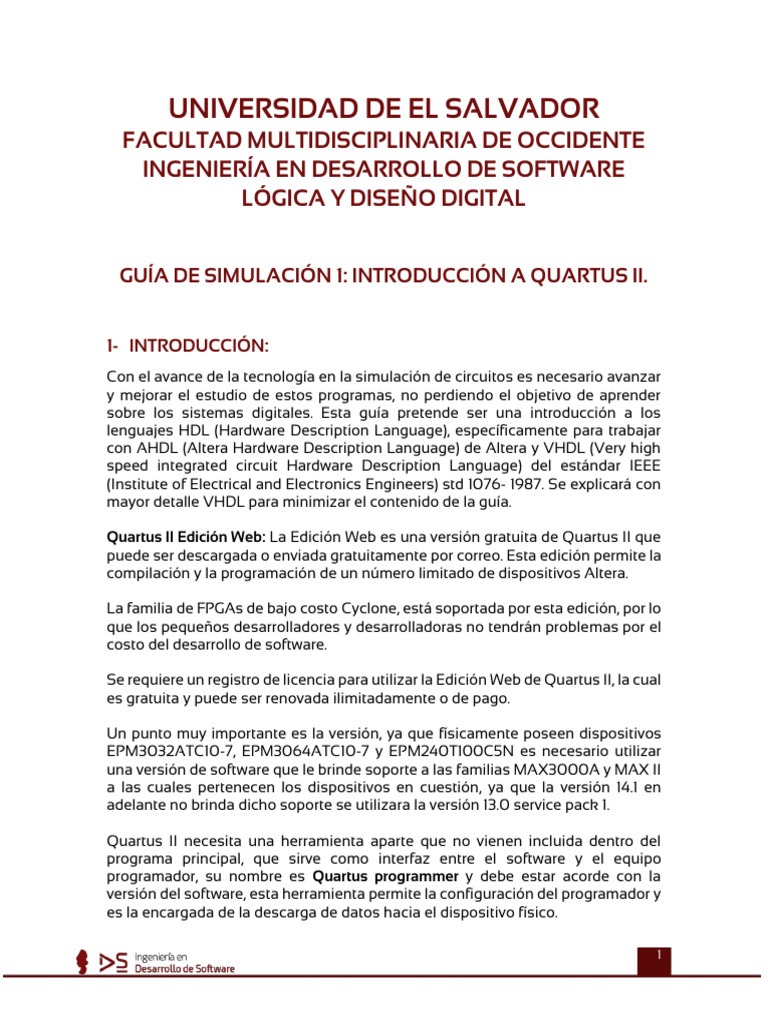 Guía de Simulación 1 Introducción A Quartus Ii-1 | PDF | Vhdl | Tecnologías de la información