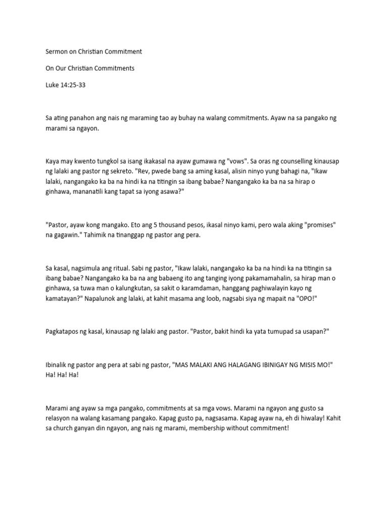 Sermon On Christian Commitment | PDF