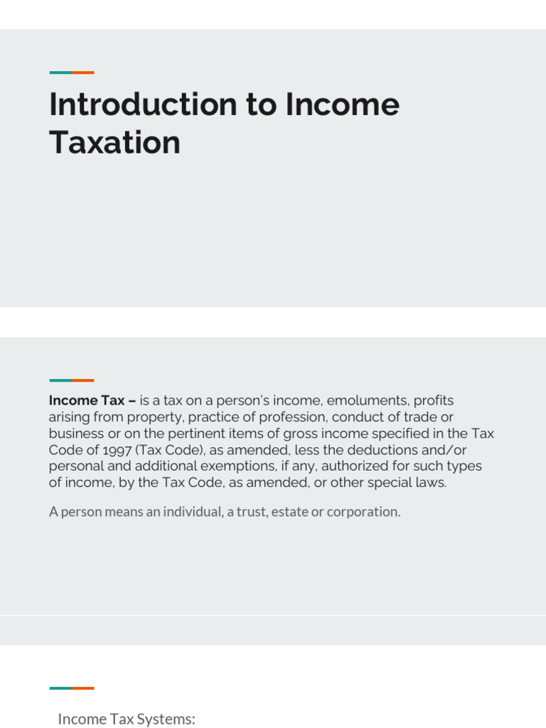 Intro. To Income Tax FT | PDF | Gross Income | Taxes