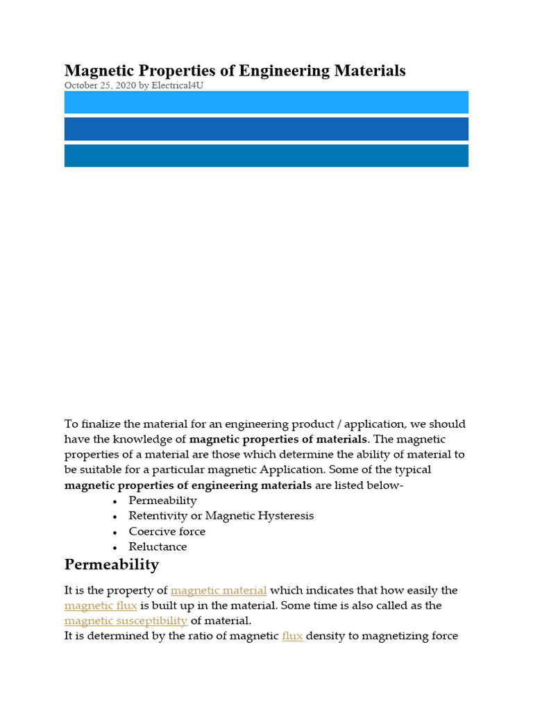 Magnetic Properties of Engineering Materials | PDF | Phases Of Matter ...