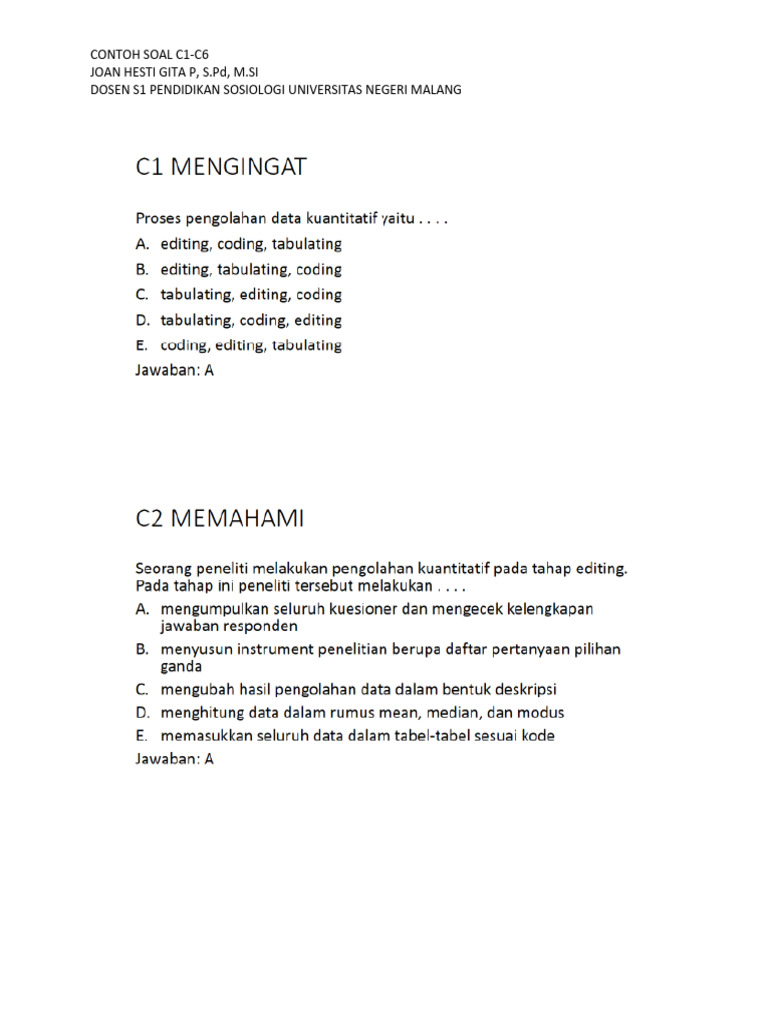 Contoh Soal C1 C6 | PDF