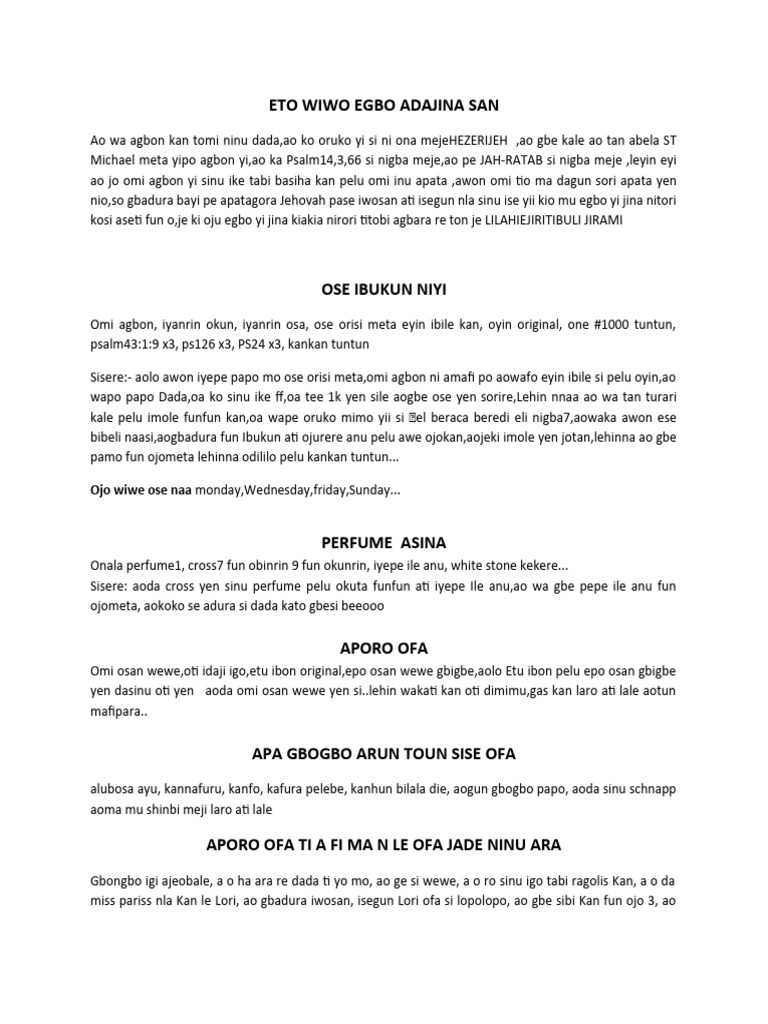 Awon Eto Funfun | PDF