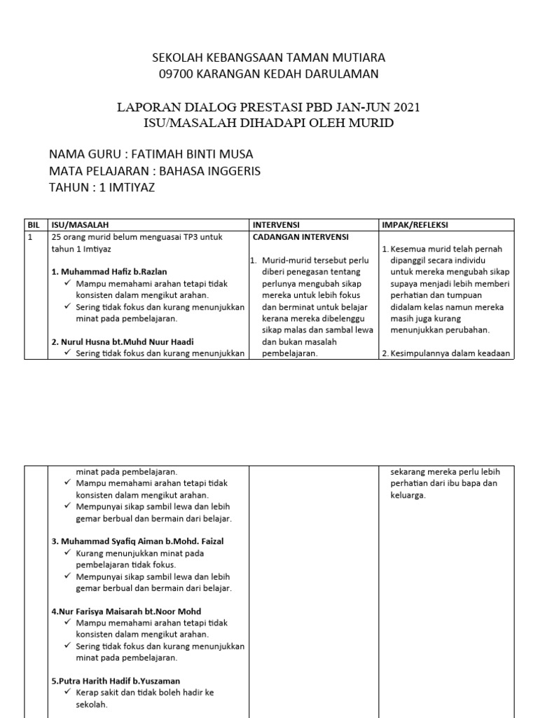 Postmortem Pbd-Tahun 1 Imtiyaz | PDF