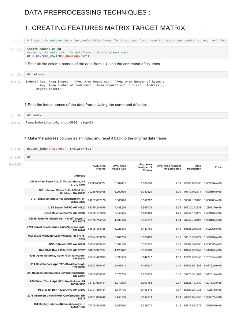 1.creating Features Matrix Target Matrix | PDF