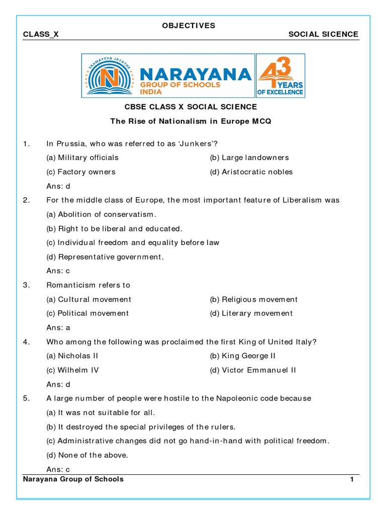 CBSE X Social Science MCQs HISTORY Chaper Wise Final | PDF | Mahatma ...