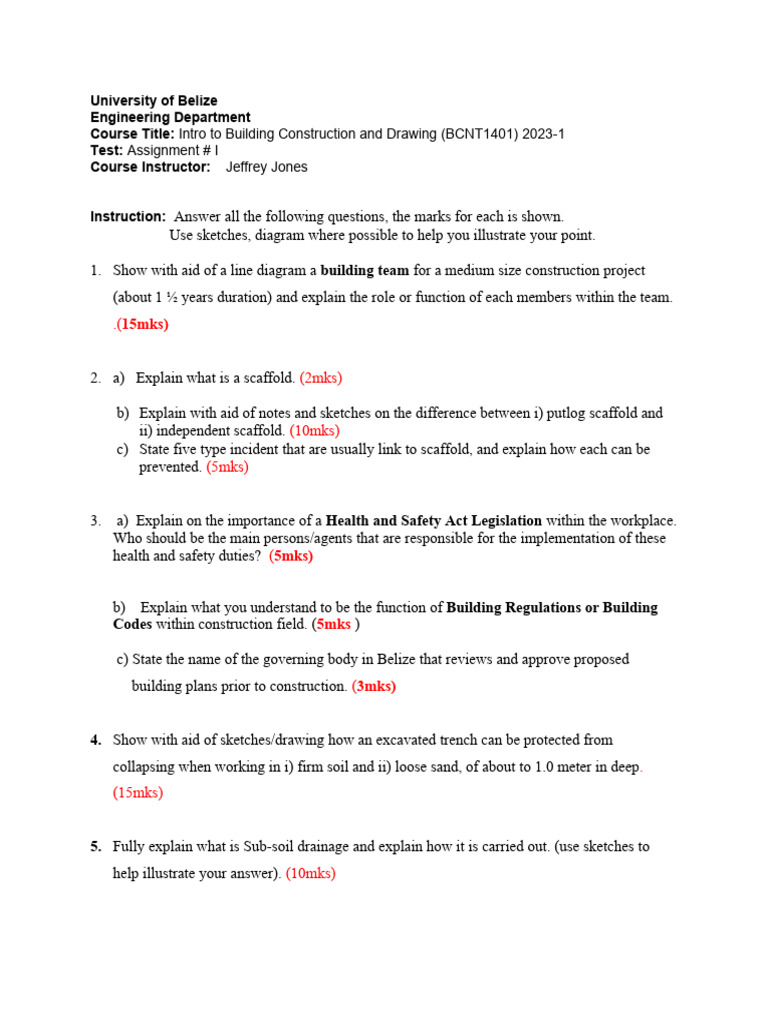 Building Construction Assignment Guide | PDF | Occupational Safety And ...