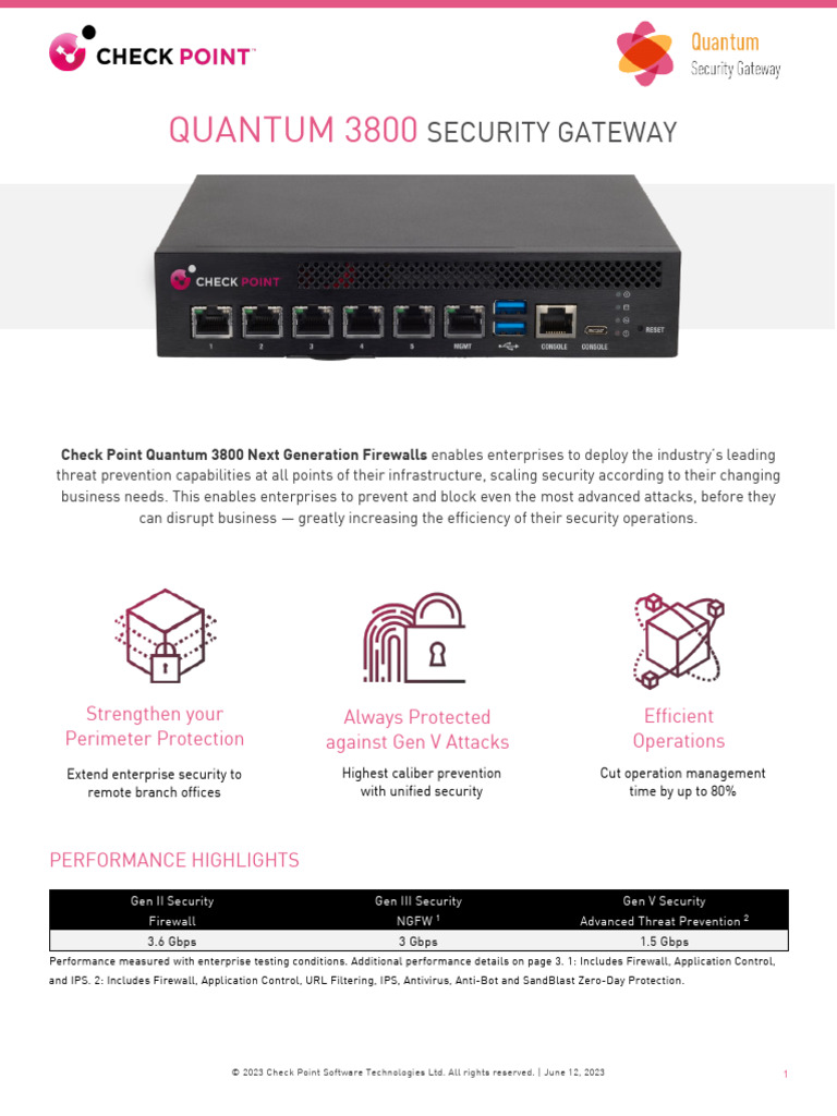 Check Point Quantum 3800 Firewall Overview | PDF | Computer Network ...