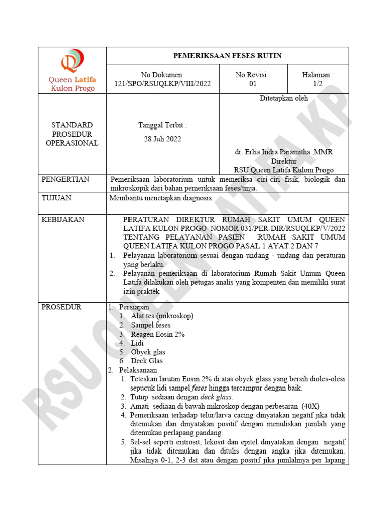 Pemeriksaan Feses Rutin di Laboratorium | PDF