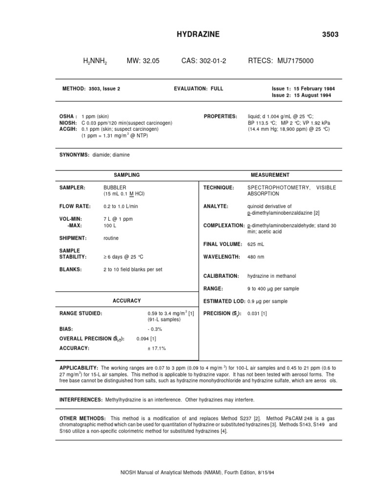 Hydrazine | PDF | Absorbance | Spectrophotometry