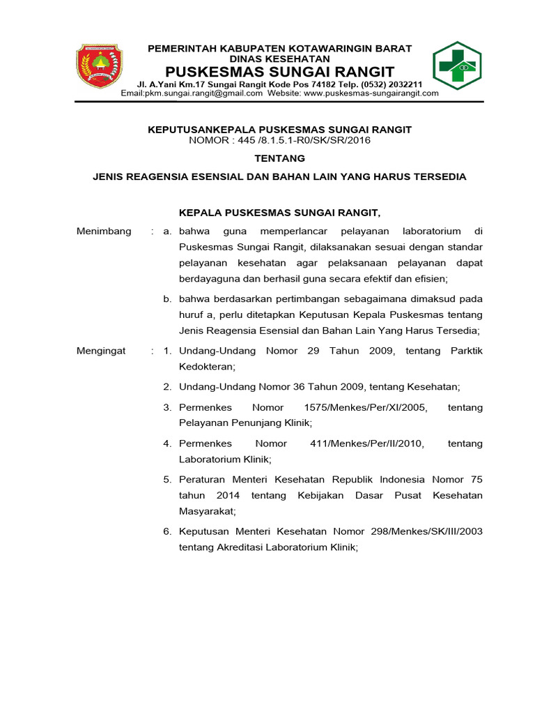 8.1.5.1 Jenis Reagensia Esensial Dan Bahaya Lain Yang Harus Tersedia ...