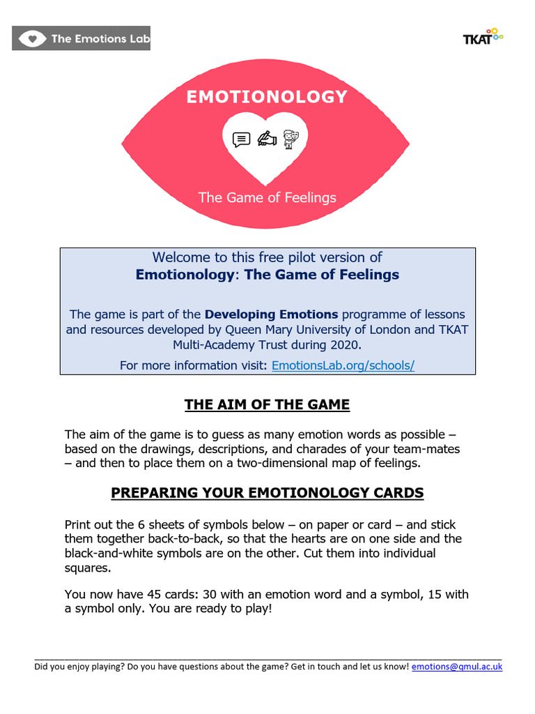 Emotionology The Game of Feelings | PDF