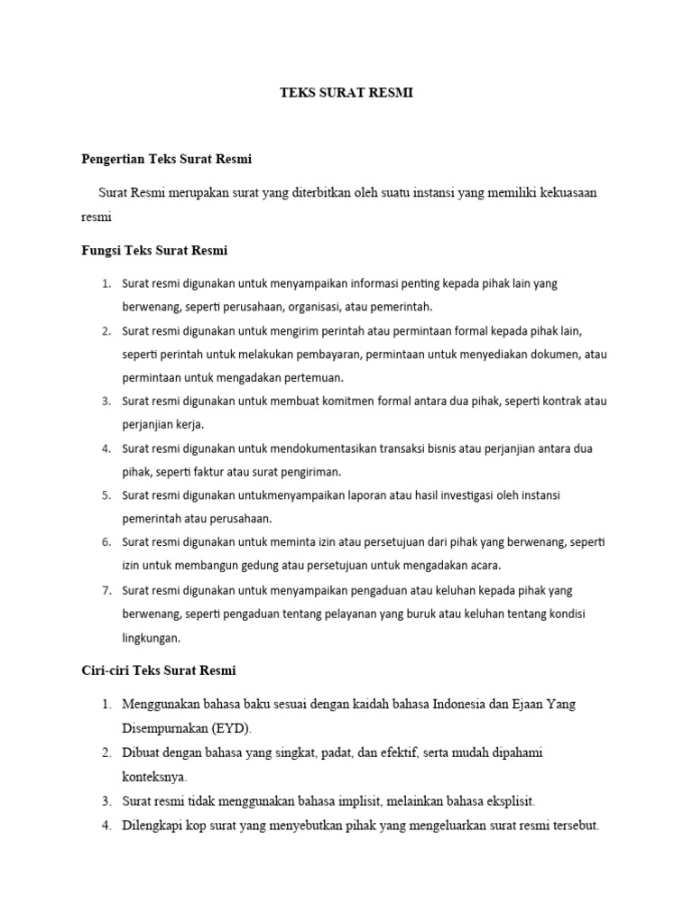 Panduan Teks Surat Resmi | PDF