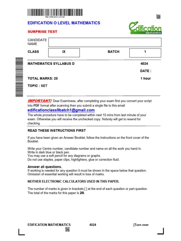 Online Surprise Test On Set Batch 1 | PDF