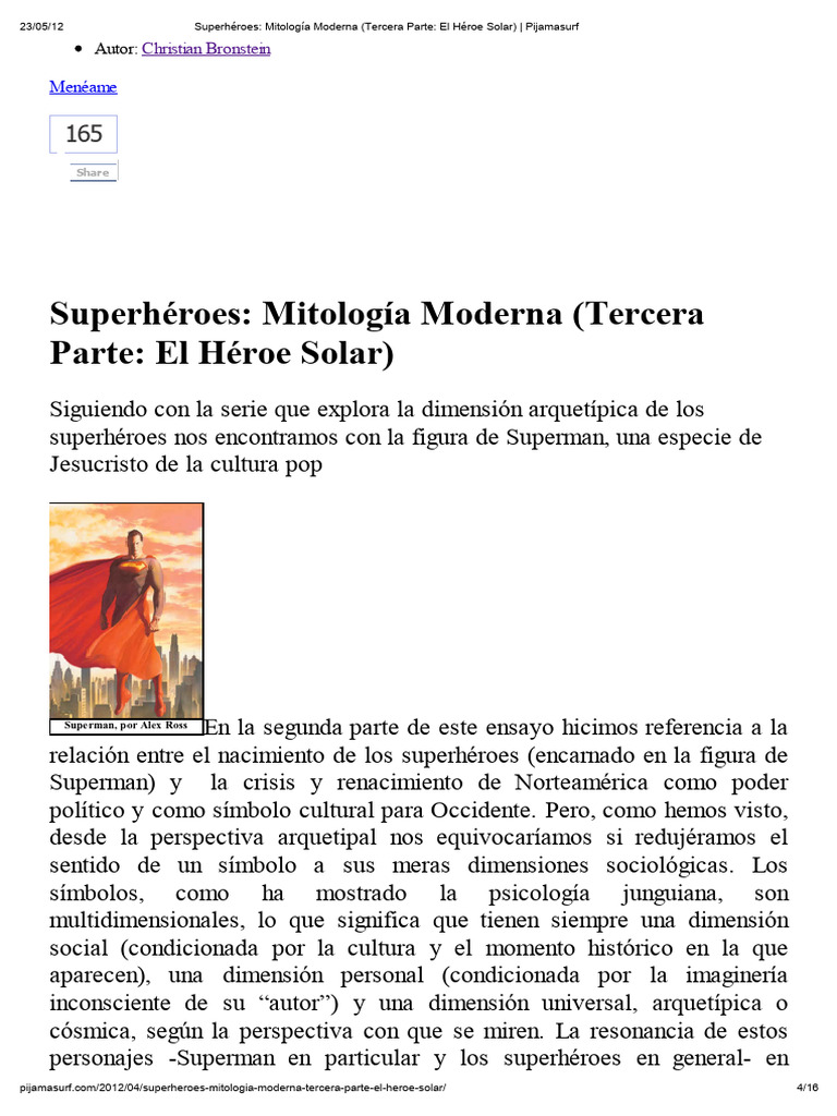 Superhéroes - Mitología Moderna (Tercera Parte - El Héroe Solar ...
