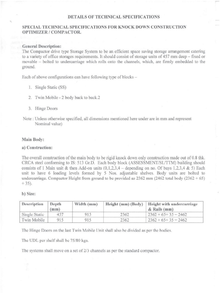 Compactor Specification | PDF
