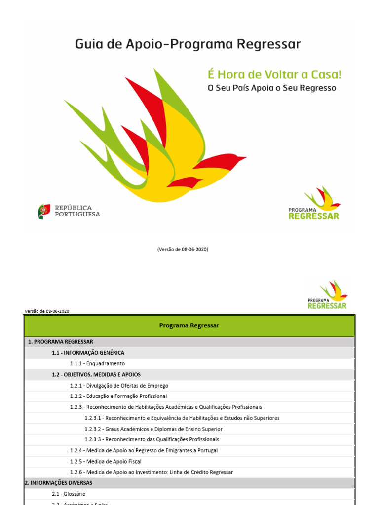 Guia de Apoio Ao Programa Regressar | PDF | Diploma acadêmico | Ensino Superior