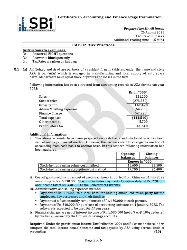 TAX Mock September 2023 | PDF | Taxes | Sales Taxes In The United States