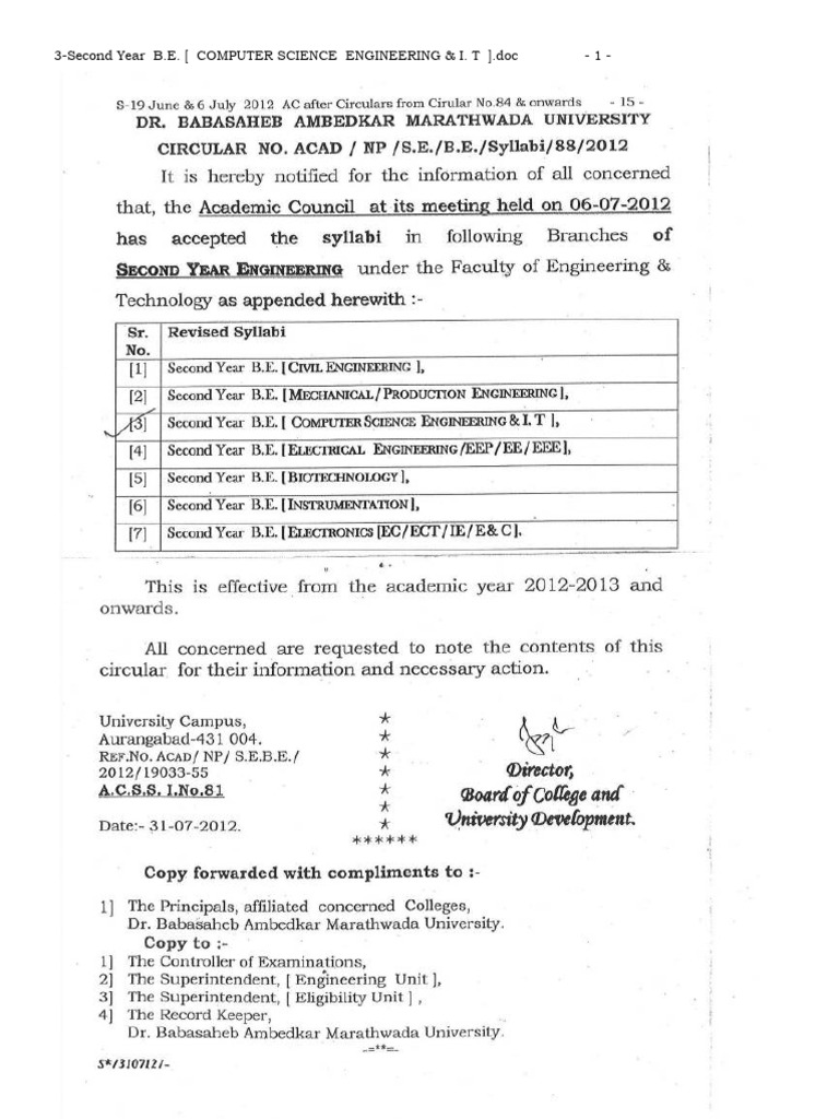 BE Computer Sci & Engg - Second Year | PDF | Engineering | Science