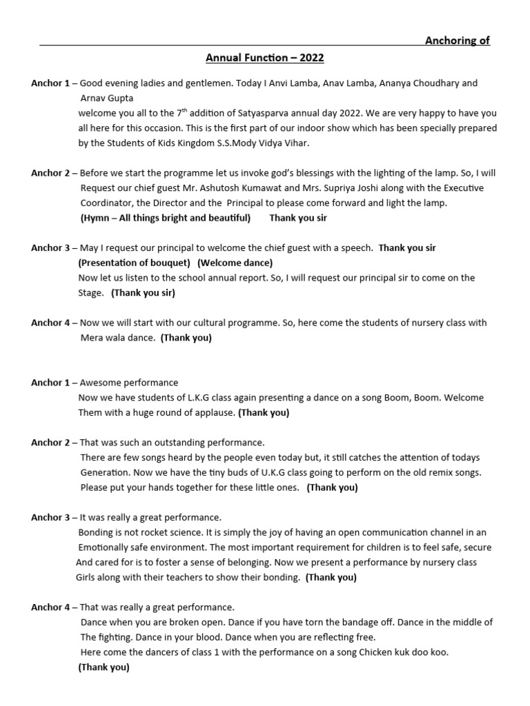 Anchoring of Annual Function | PDF | Language Arts & Discipline ...