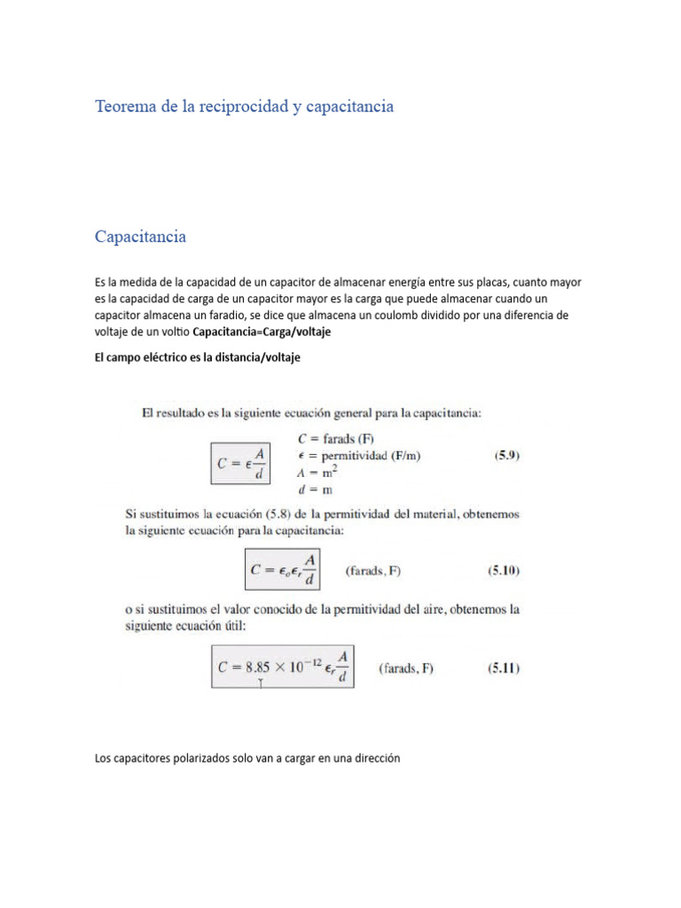 Teorema de La Reciprocidad y Capacitancia | PDF