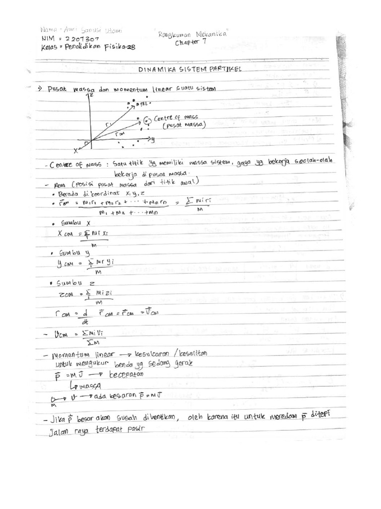 Rangkuman Mekanika Dinamika Sistem Partikel | PDF