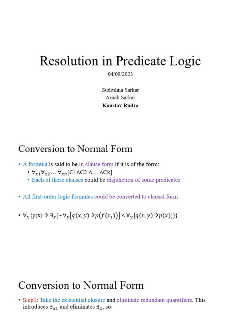 AIFA 5 Predicate Logic Resolution 040923 | PDF | Mathematical Logic ... AIFA 5 Predicate Logic Resolution 040923 | PDF | Mathematical Logic ...