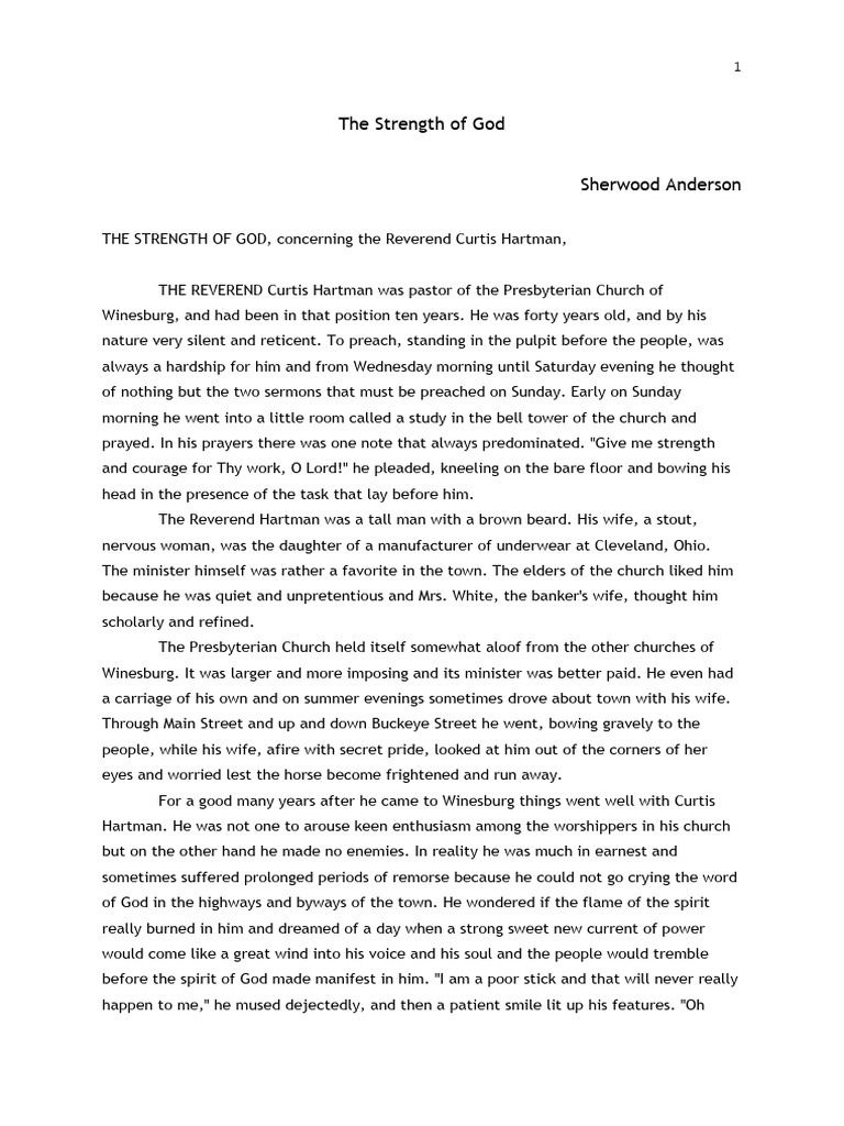 The Strength of God: Reverend Hartman's Struggle | PDF | Sermon