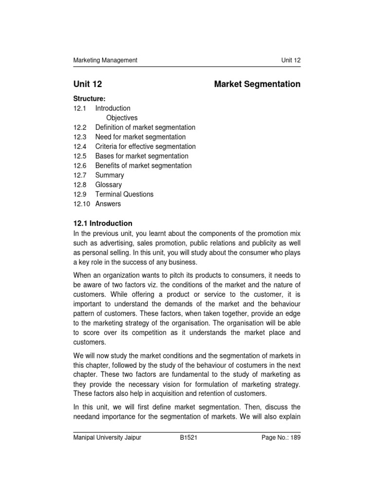DBB1104-Unit 12 Market Segmentation | PDF