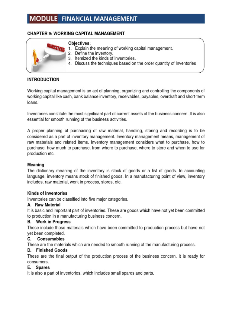 Working Capital Management Essentials | PDF | Inventory | Cash