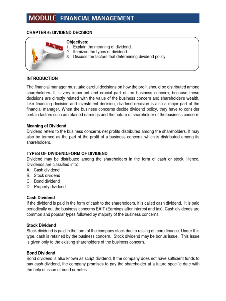Chapter 6 - Dividend Decision | PDF | Dividend | Retained Earnings