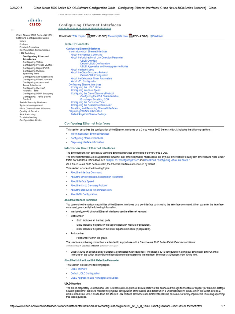 Cisco Nexus 5000 Series NX-OS Software Configuration Guide - Configuring Ethernet Interfaces ...