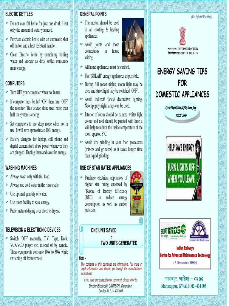 Pamphlet On Energy Saving Tips For Domestic Appliancesvn | PDF ...