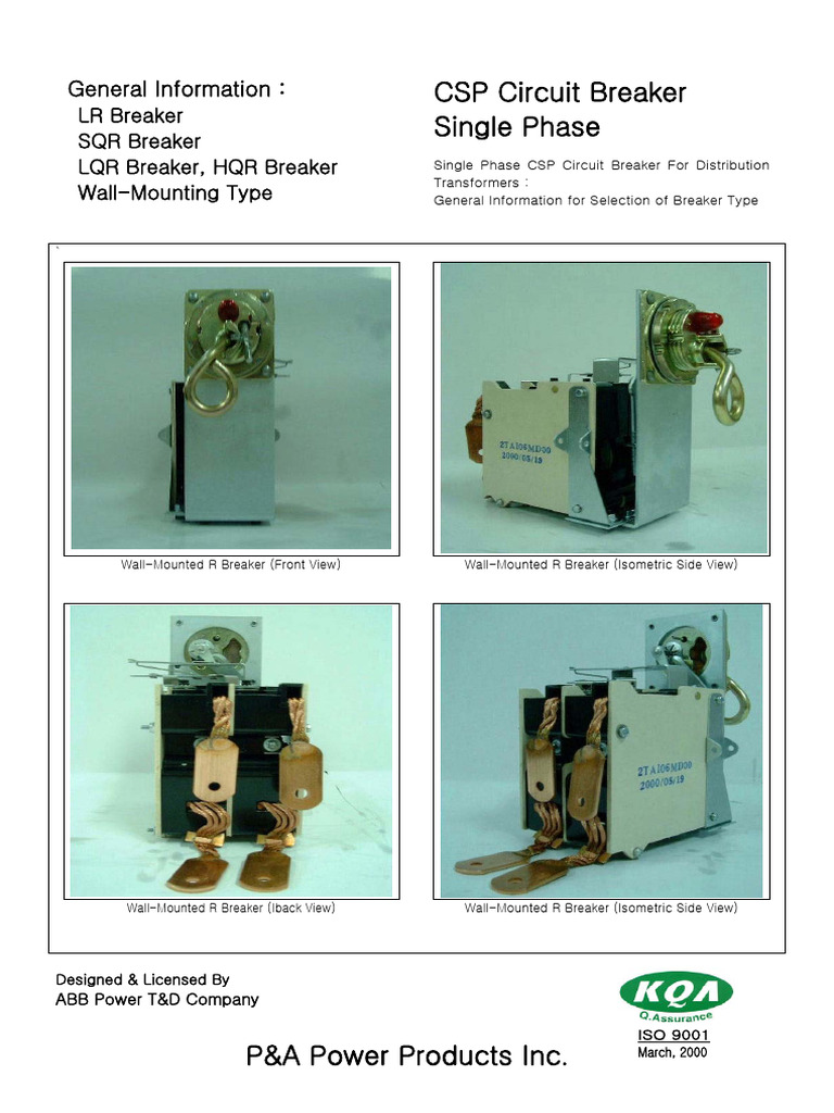 Single Phase CSP Breaker Guide | PDF | Transformer | Mains Electricity