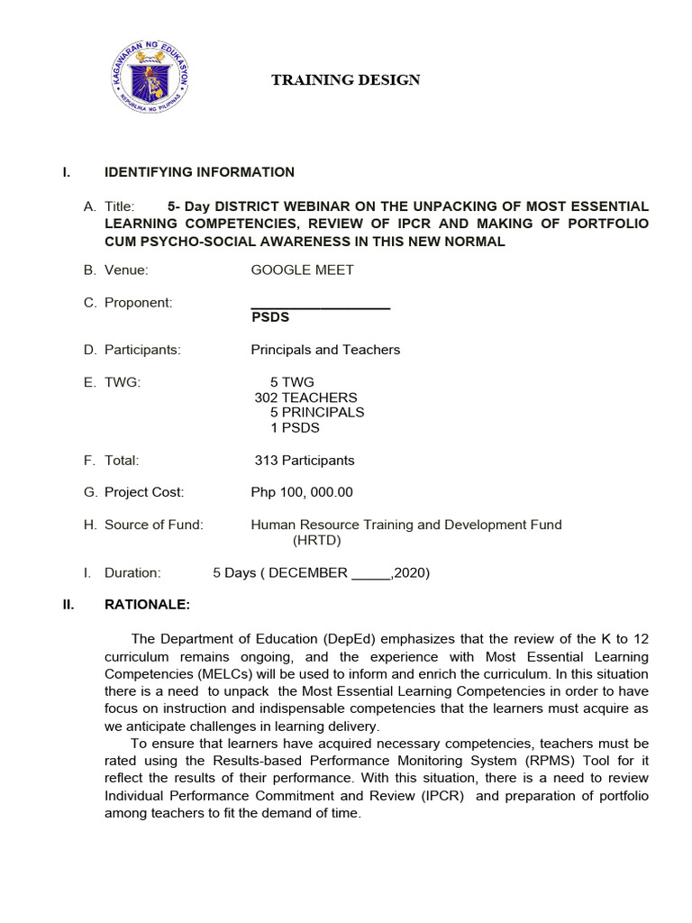 5-Day Webinar on MELCs & IPCR | PDF | Learning | Behavior Modification