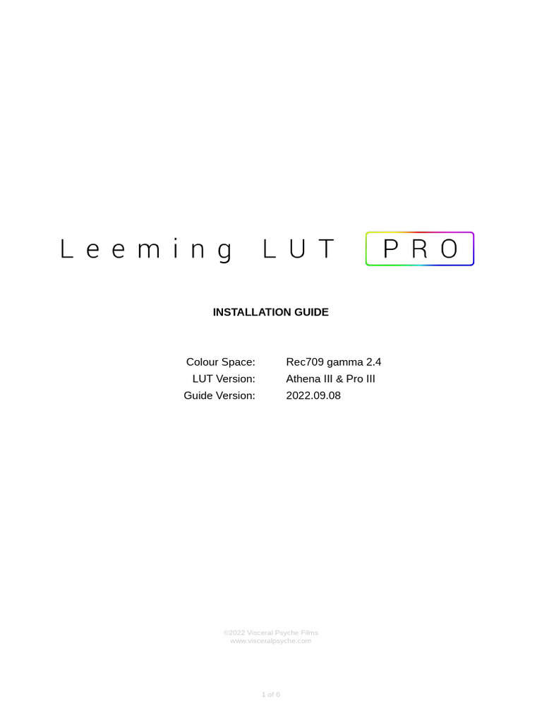 Leeming LUT Pro III Installation Guide | PDF | Computer File | Computing