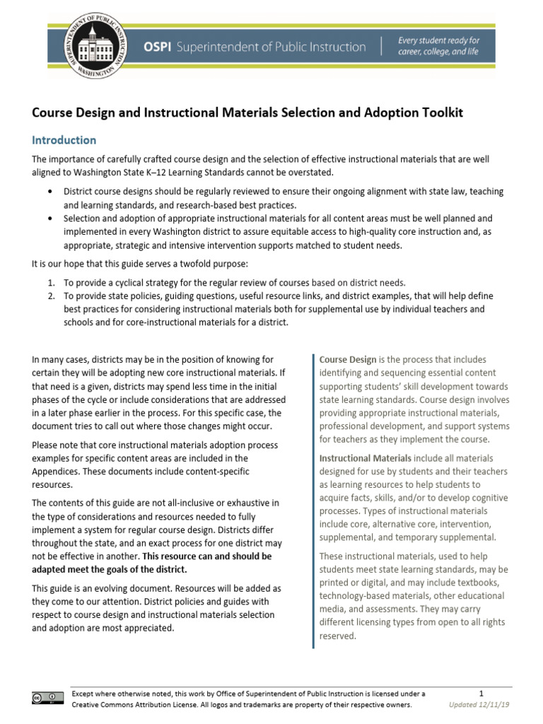 Coursedesign Instructionalmaterials Toolkit | PDF | Educational ...