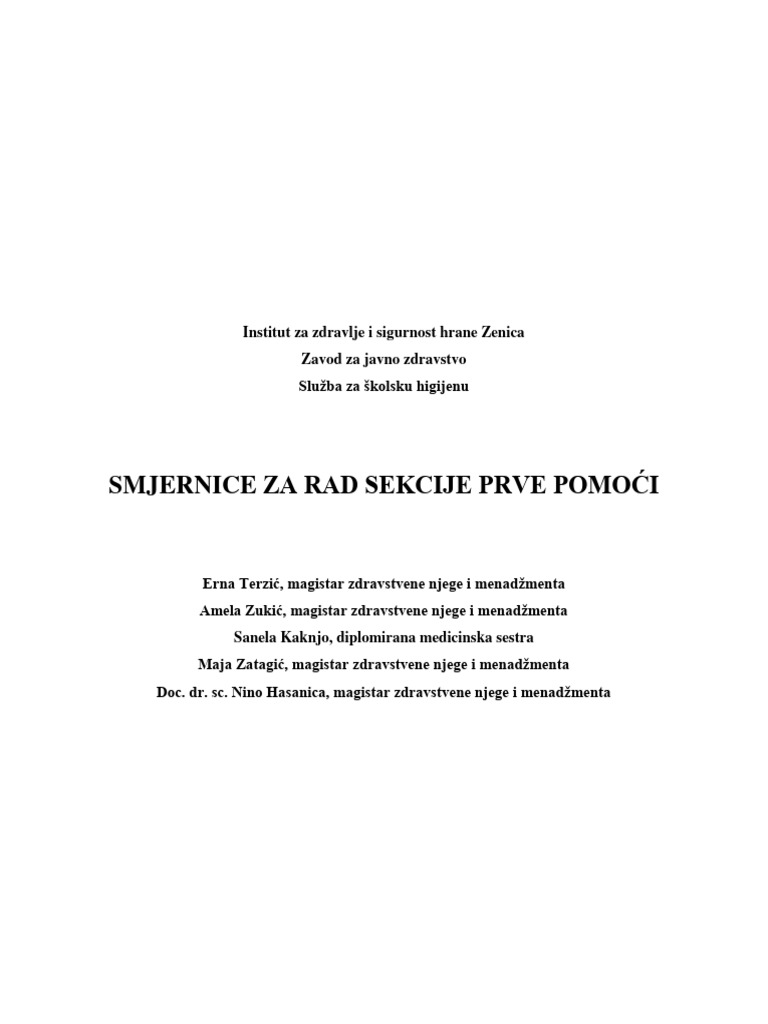 Smjernice Za Rad Sekcije Prve Pomoci | PDF