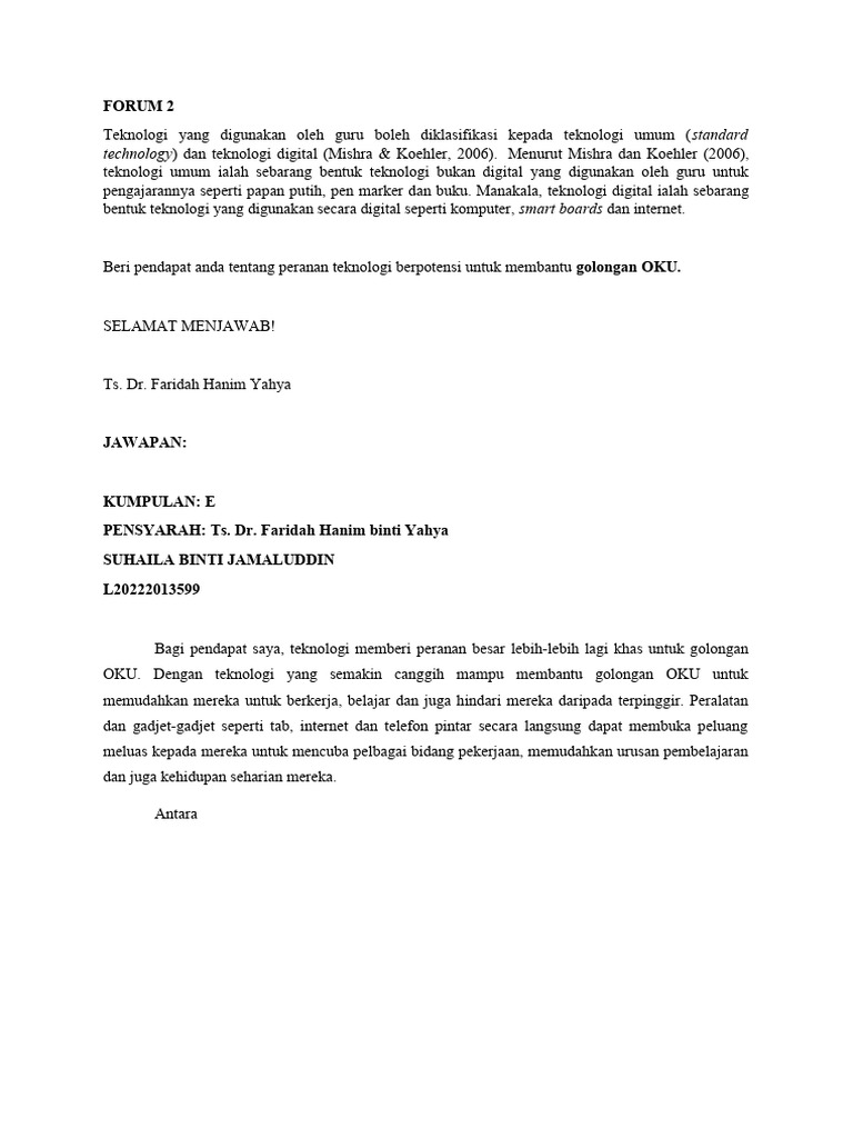 Forum 2 DR Faridah | PDF