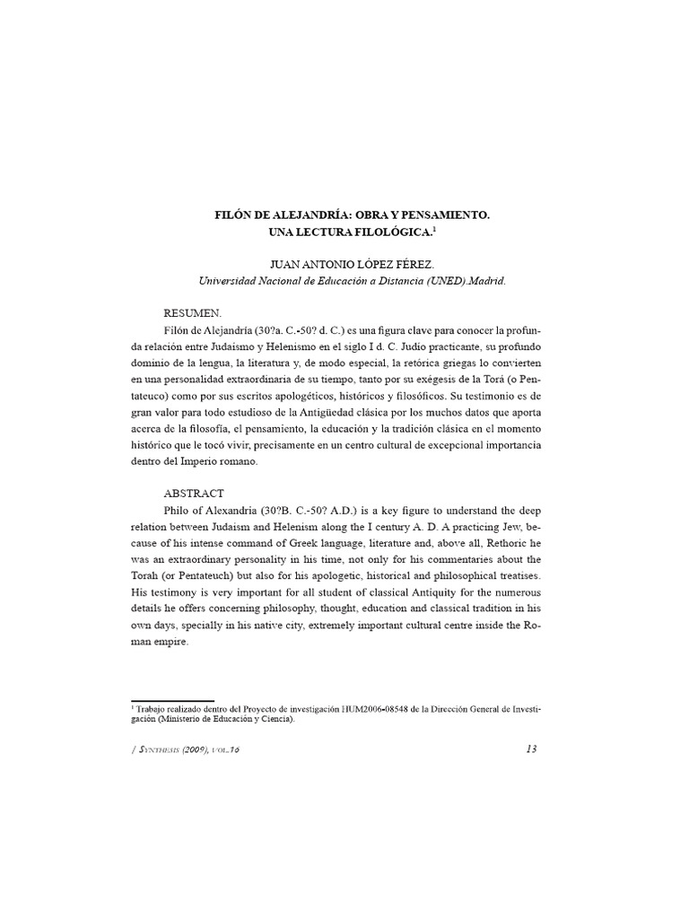 175 Filon de Alejandria Obra y Pensamien | PDF | Alejandria | Abrahán
