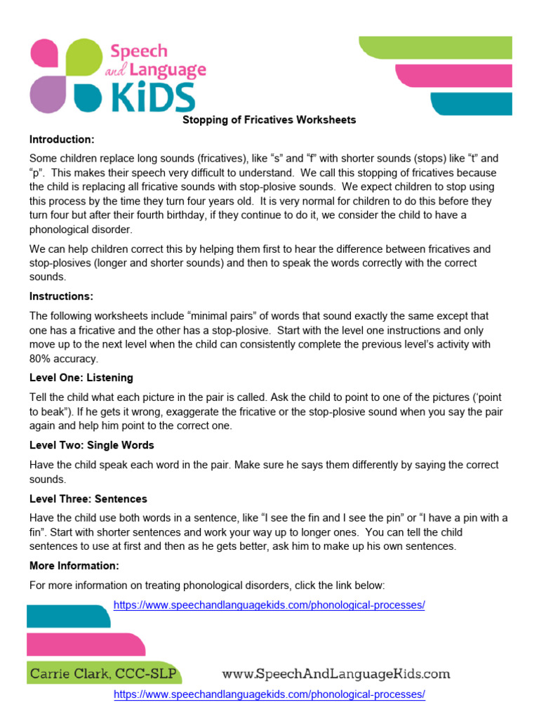 Stopping of Fricatives Worksheets | PDF | Cognitive Science | Human Voice