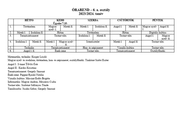 ÓRAREND_6.a | PDF