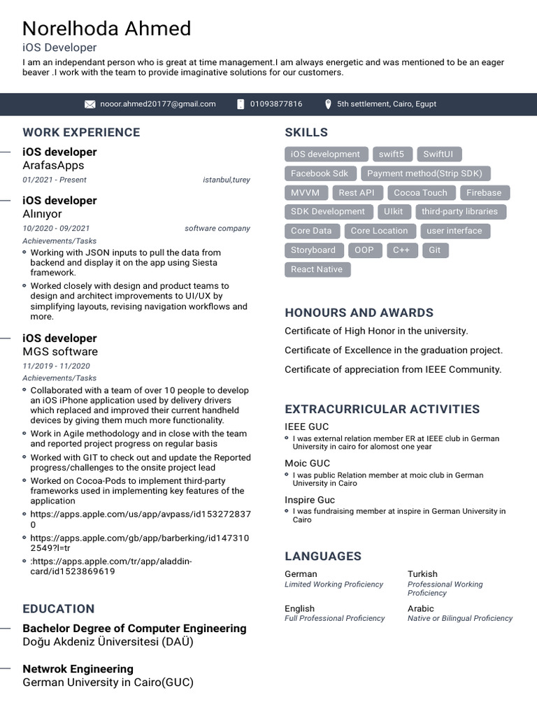 Norelhoda's Resume | PDF | Ios | Computing
