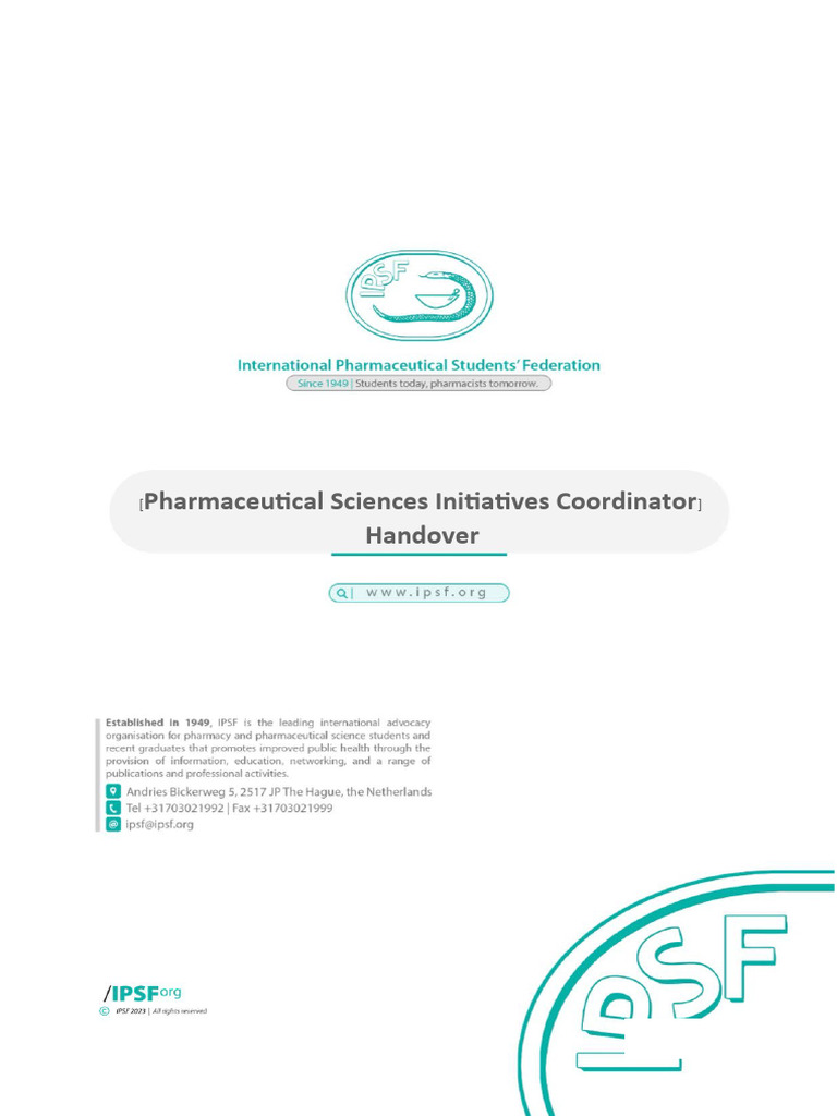 IPSF Public Health Advocacy Coordinator Handover | PDF | Mentorship | Pharmacy