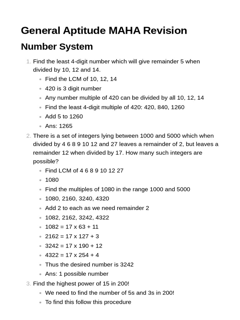 General Aptitude MAHA Revision | PDF | Numbers | Arithmetic