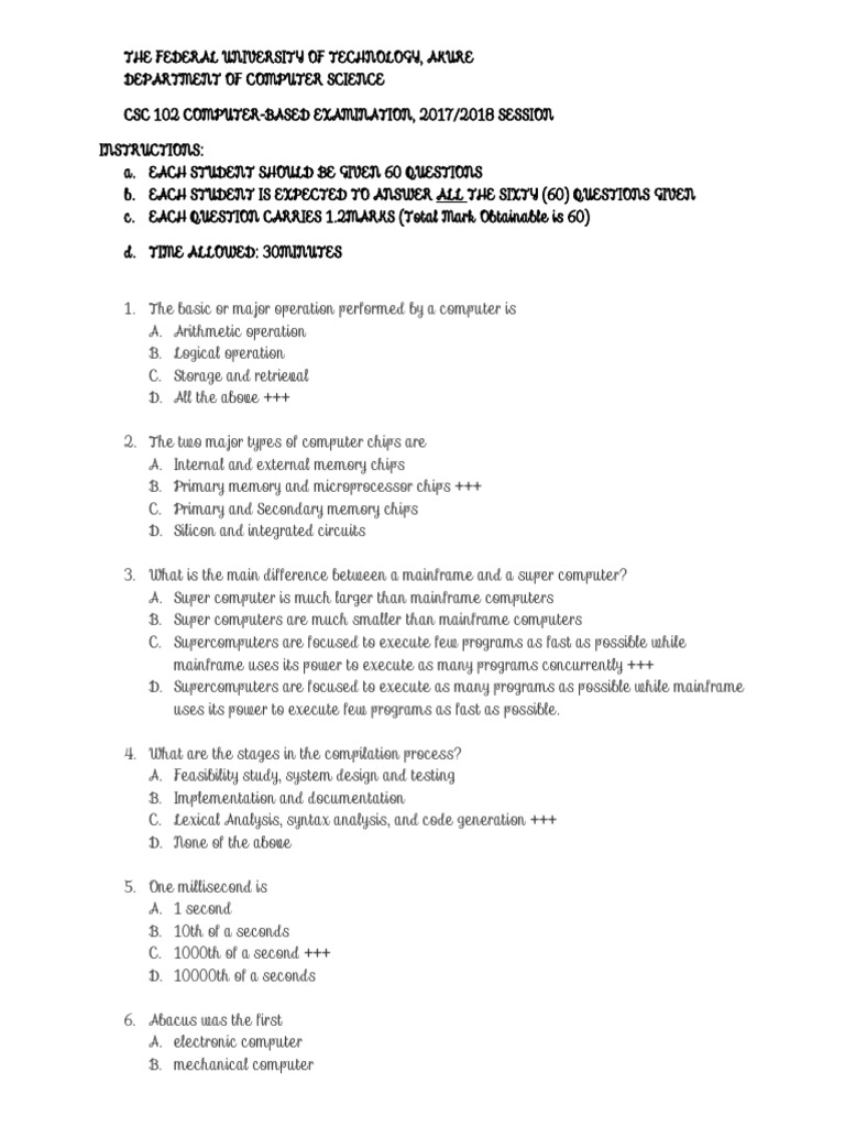 CSC 102 +++ | PDF | Computer Data Storage | Programming