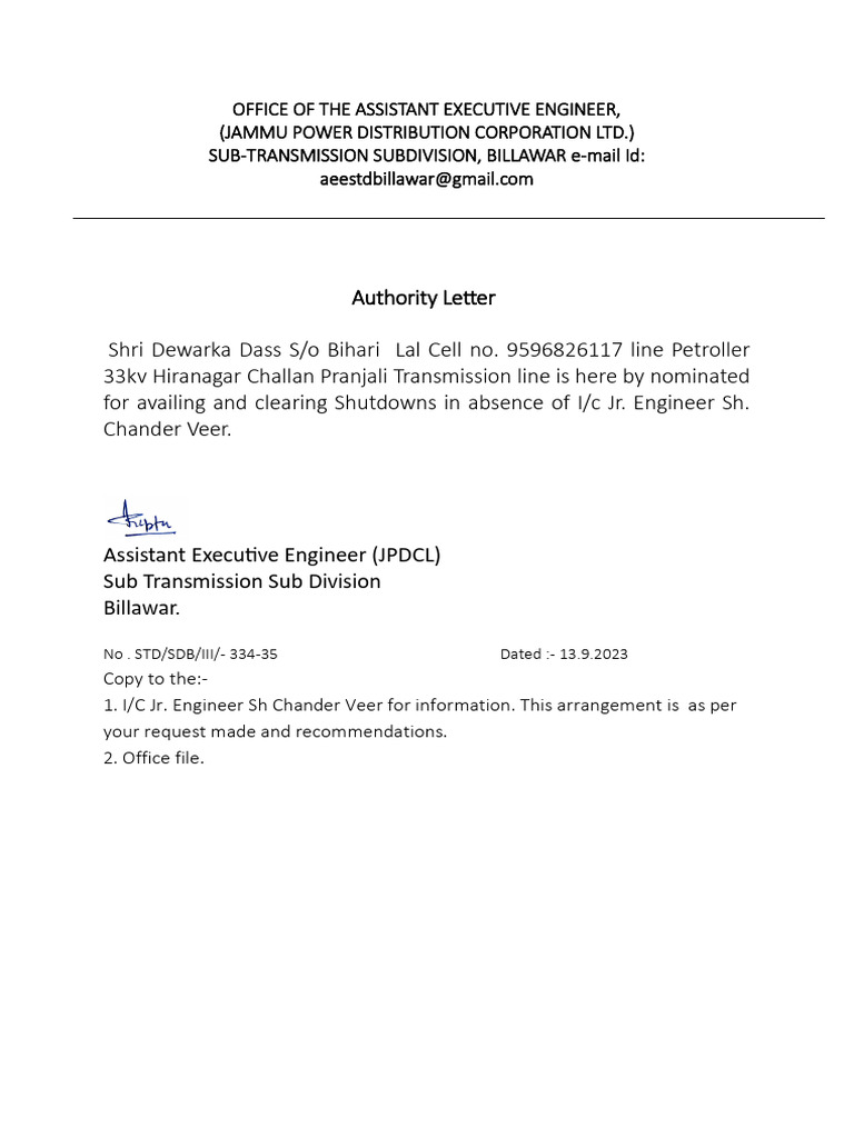 Authority Letter | PDF